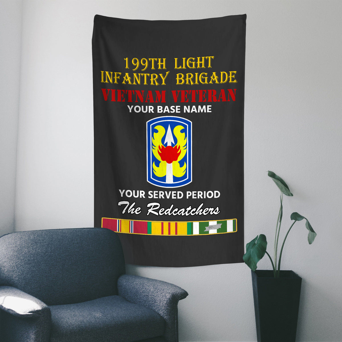 199TH LIGHT INFANTRY BRIGADE WALL FLAG VERTICAL HORIZONTAL 36 x 60 INC ...