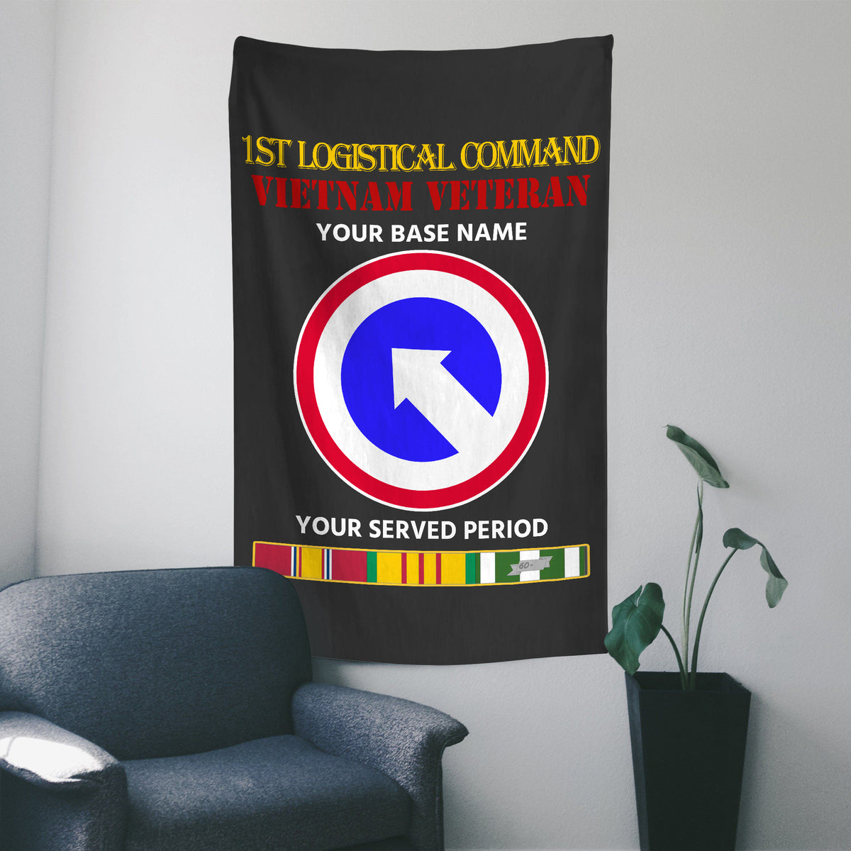 1ST LOGISTICAL COMMAND WALL FLAG VERTICAL HORIZONTAL 36 x 60 INCHES WA ...