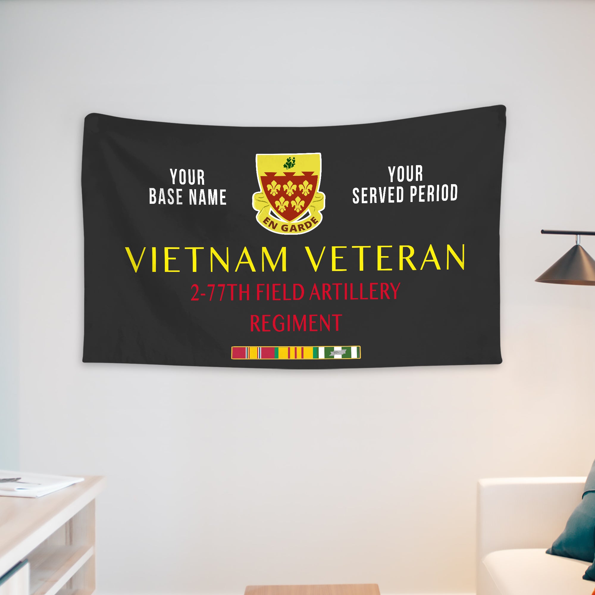 2 77TH FIELD ARTILLERY REGIMENT WALL FLAG VERTICAL HORIZONTAL 36 x 60 ...
