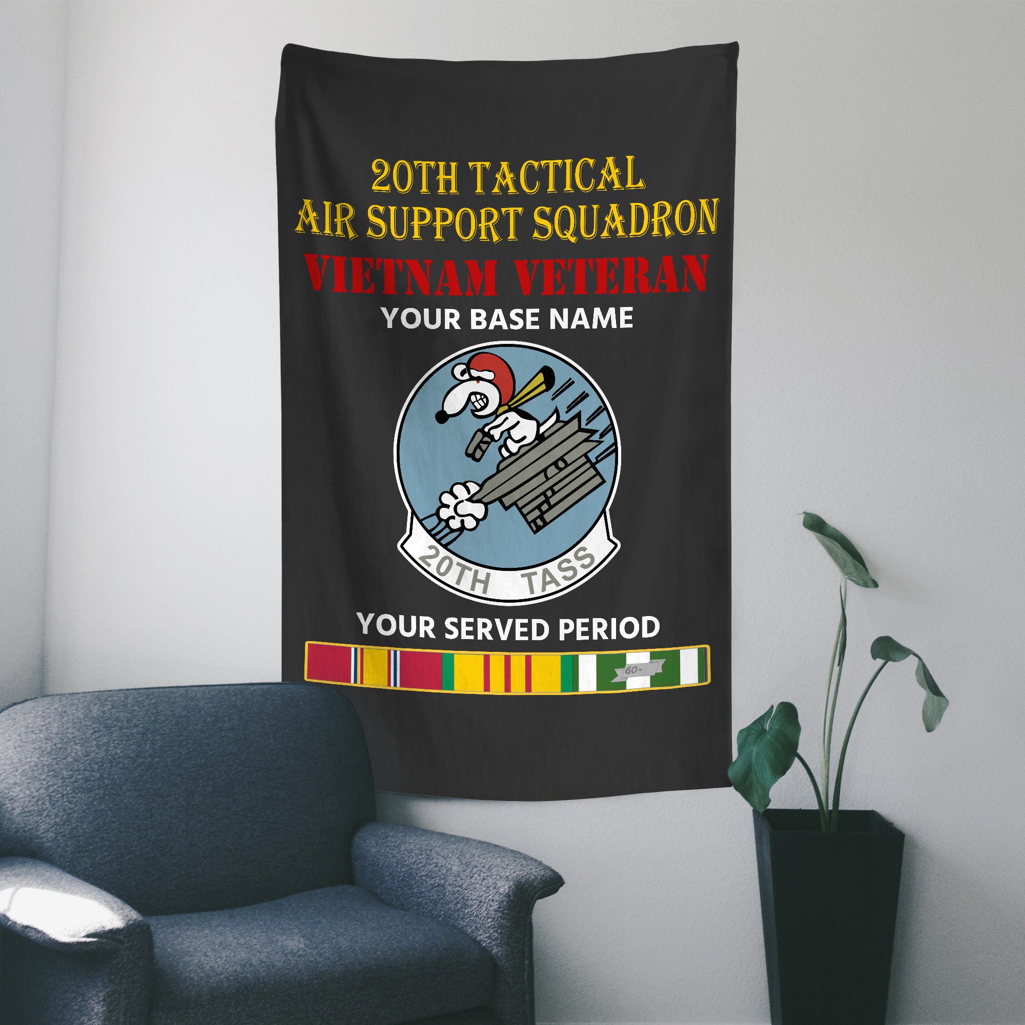 20TH TACTICAL AIR SUPPORT SQUADRON WALL FLAG VERTICAL HORIZONTAL 36 x ...
