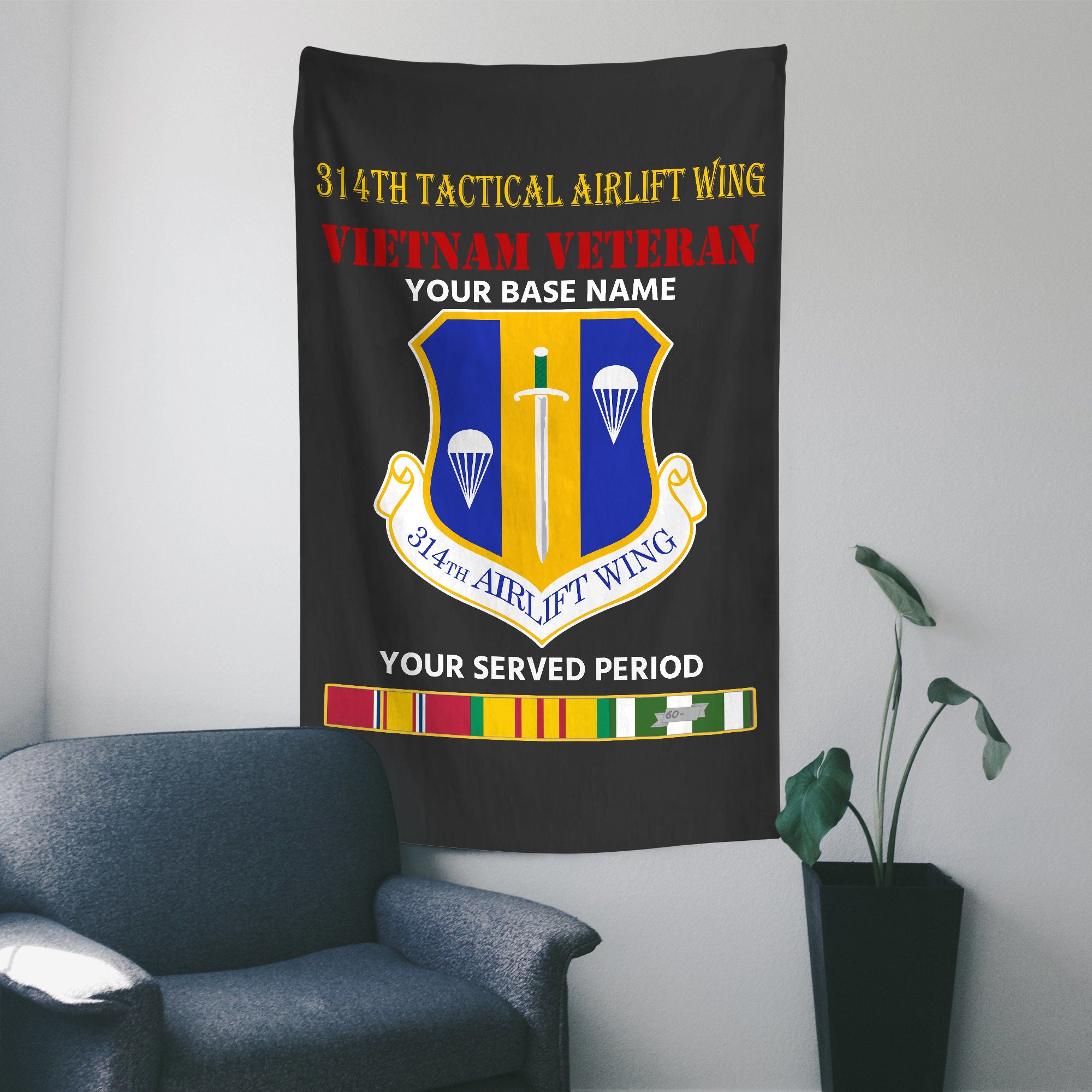 314TH TACTICAL AIRLIFT WING WALL FLAG VERTICAL HORIZONTAL 36 x 60 INCH ...