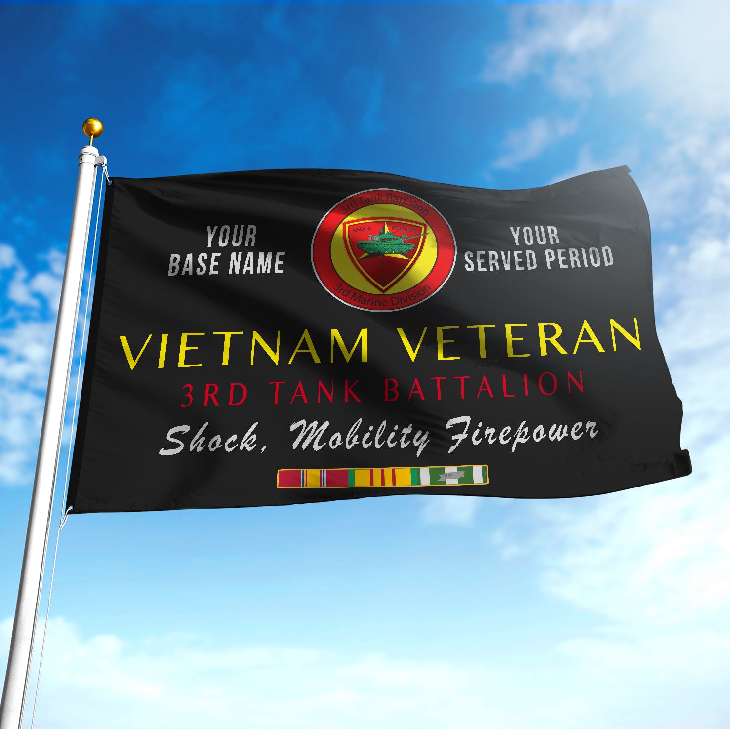 3RD TANK BATTALION MIN FLAG DOUBLE-SIDED PRINTED 30"x40" FLAG – Rotzila