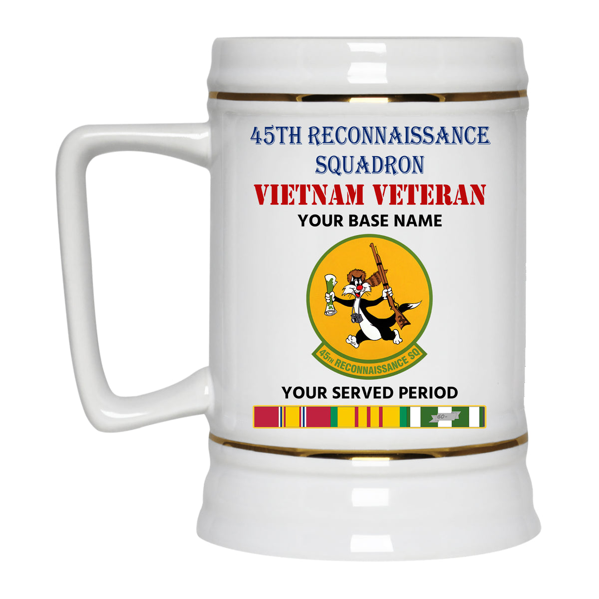 45TH RECONNAISSANCE SQUADRON BEER STEIN 22oz GOLD TRIM BEER STEIN – Rotzila