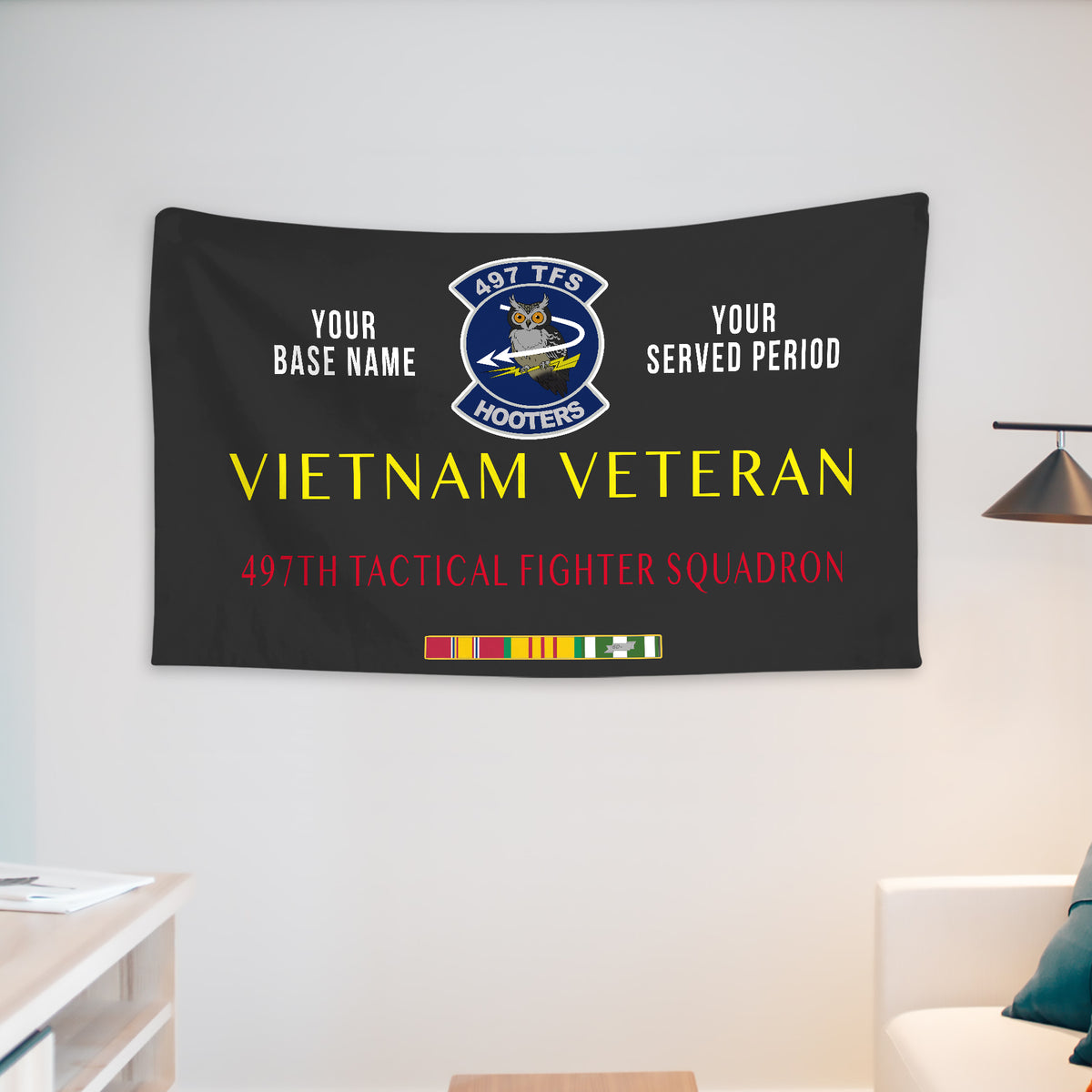 497TH TACTICAL FIGHTER SQUADRON WALL FLAG VERTICAL HORIZONTAL 36 x 60 ...