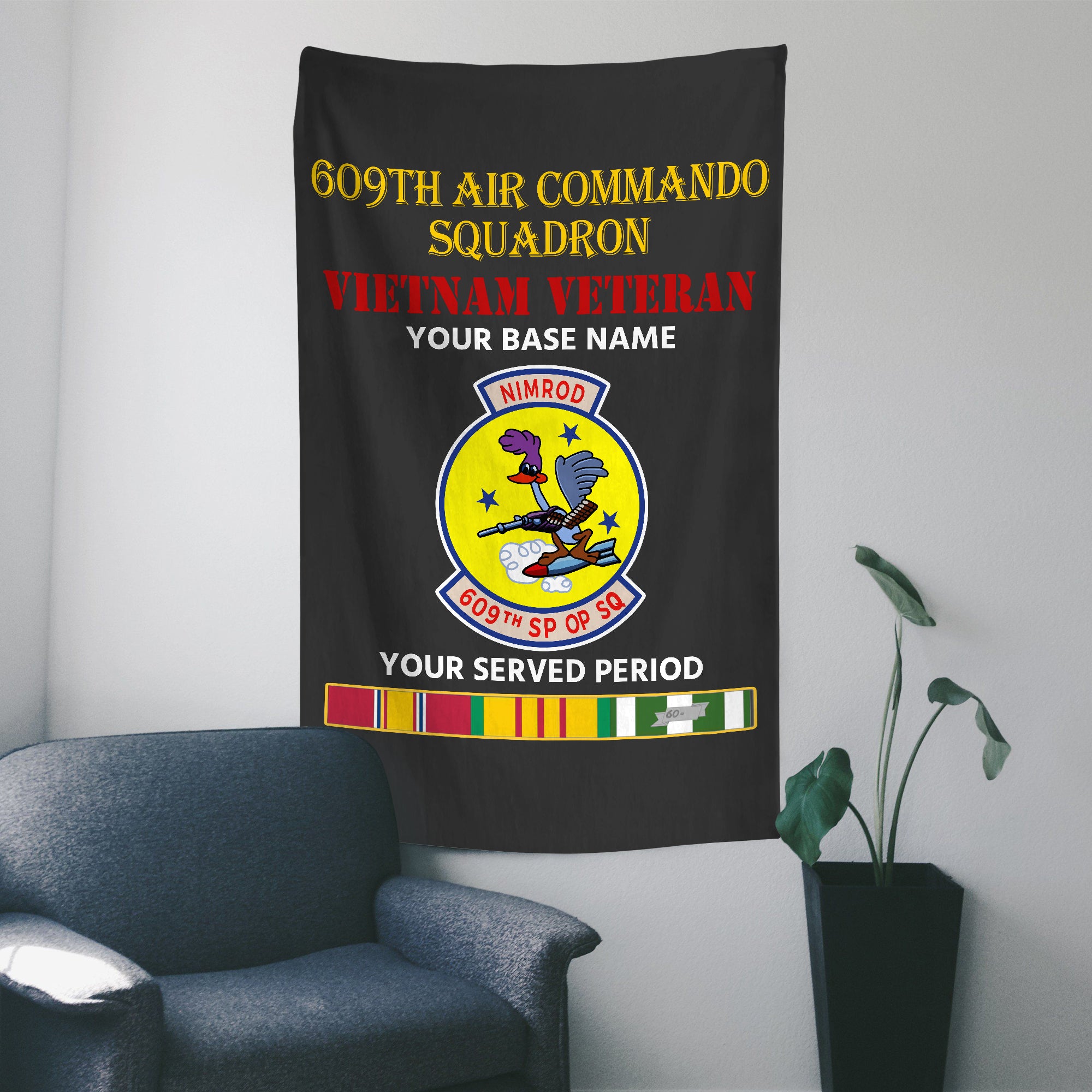 609TH AIR COMMANDO SQUADRON WALL FLAG VERTICAL HORIZONTAL 36 x 60 INCH ...