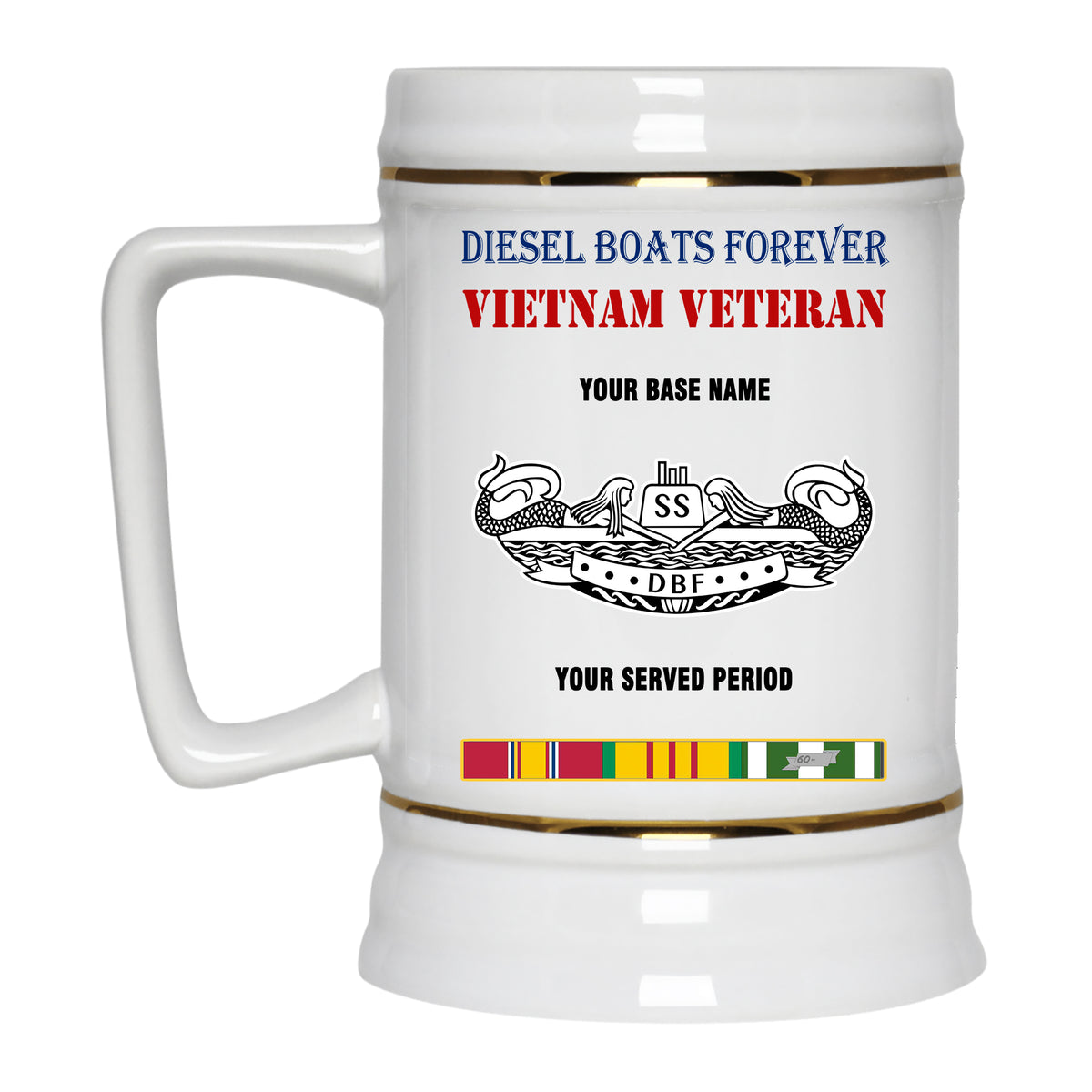 DIESEL BOATS FOREVER BEER STEIN 22oz GOLD TRIM BEER STEIN – Rotzila