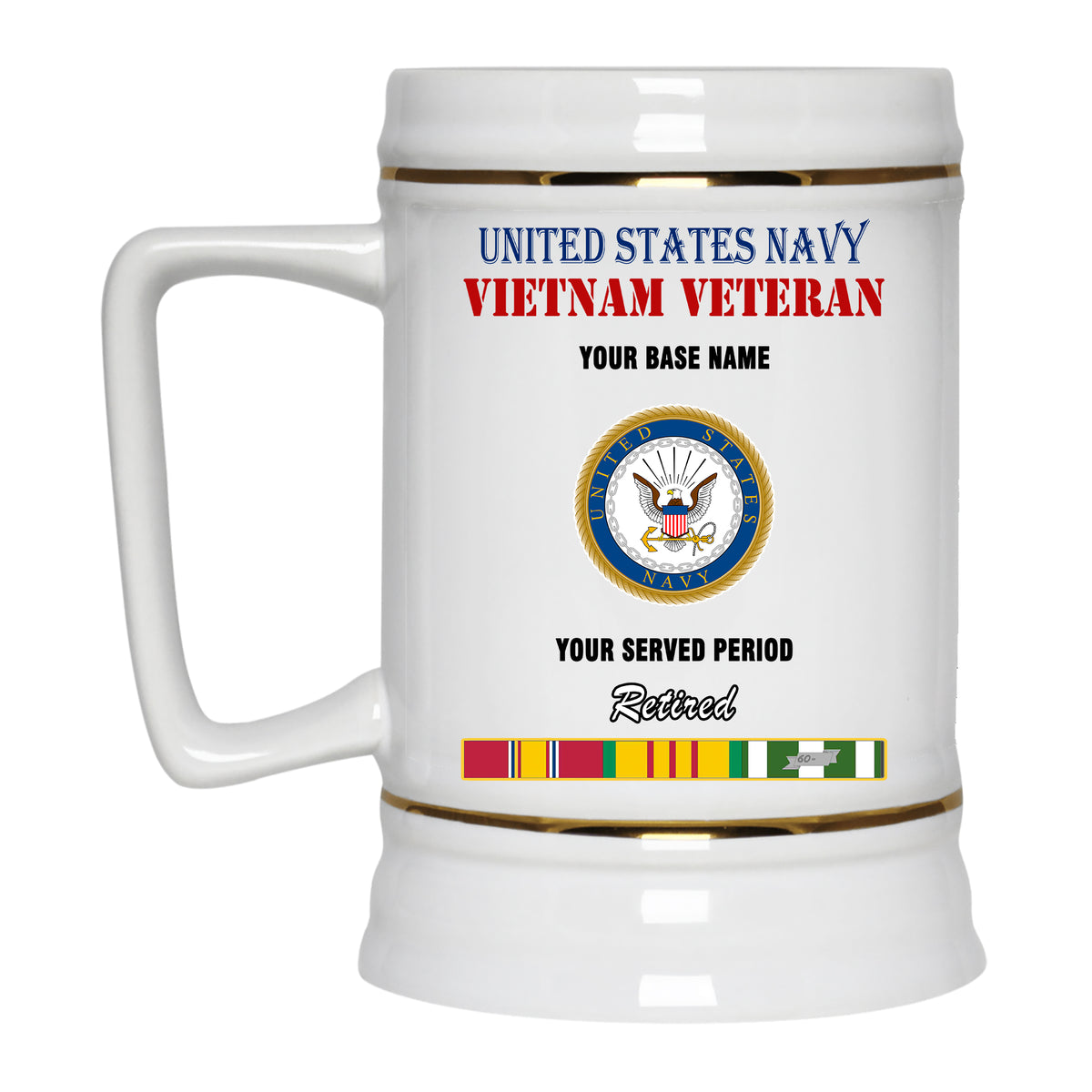 US NAVY BEER STEIN 22oz GOLD TRIM BEER STEIN – Rotzila